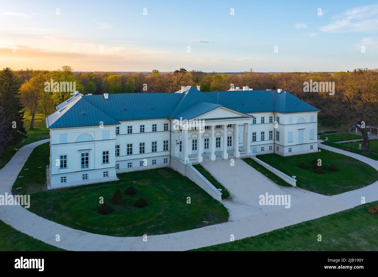Aerial view about Festetics Castle which is the only classicist castle ...