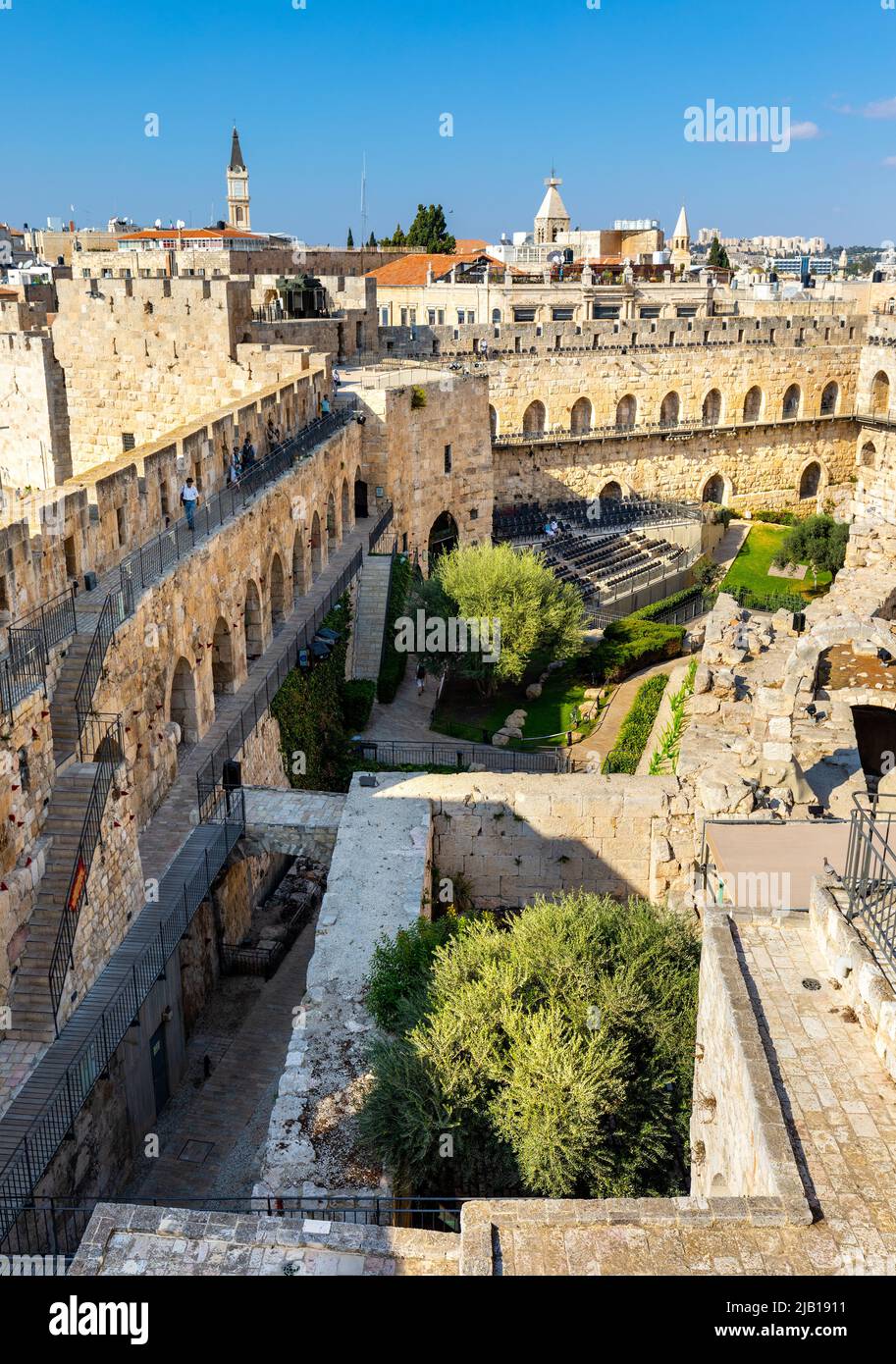 Jerusalem, Israel - October 12, 2017: Inner courtyard, walls and ...