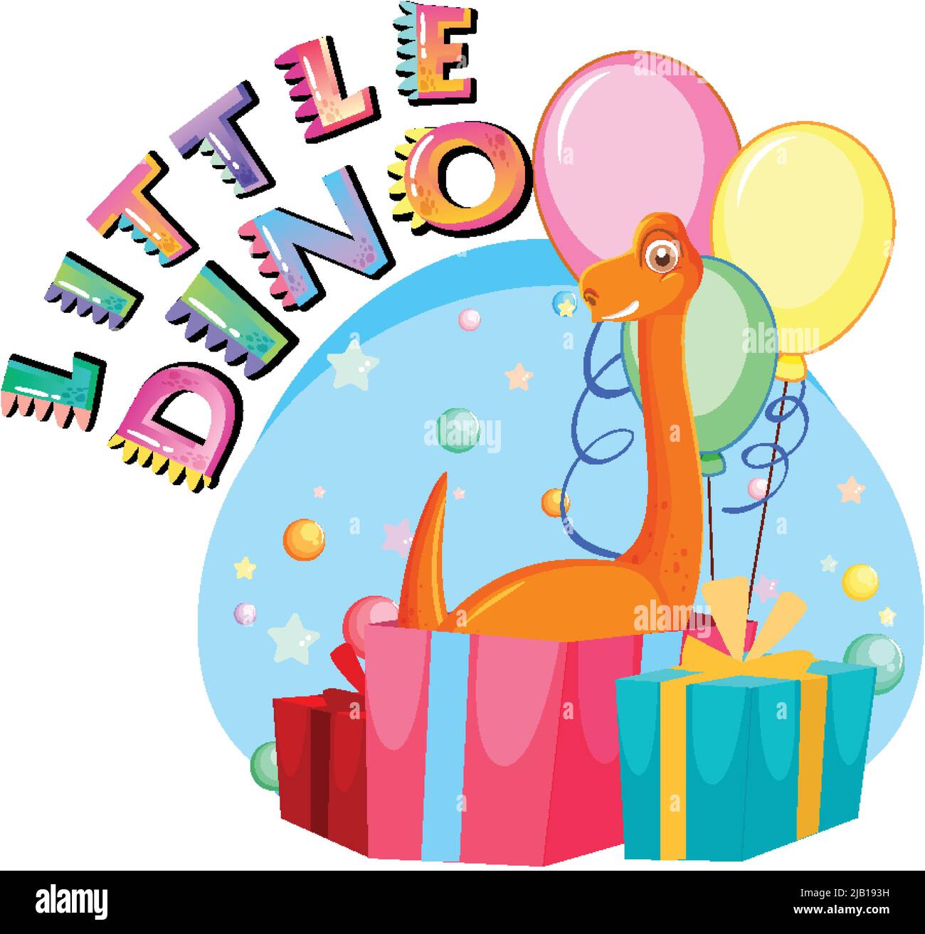 Little cute dinosaur cartoon in party theme illustration Stock Vector ...