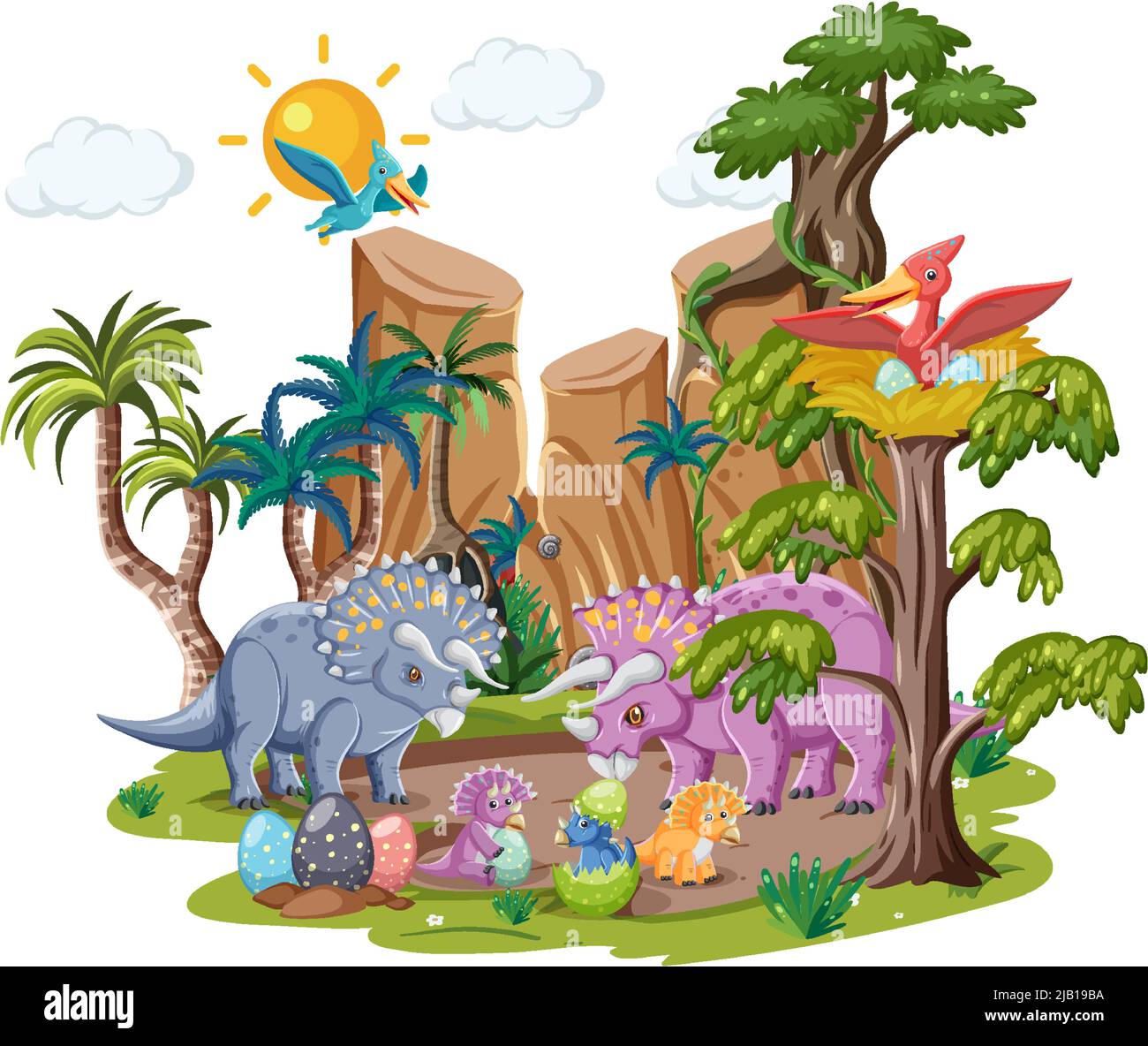 Dinosaur in the forest isolated illustration Stock Vector Image & Art ...