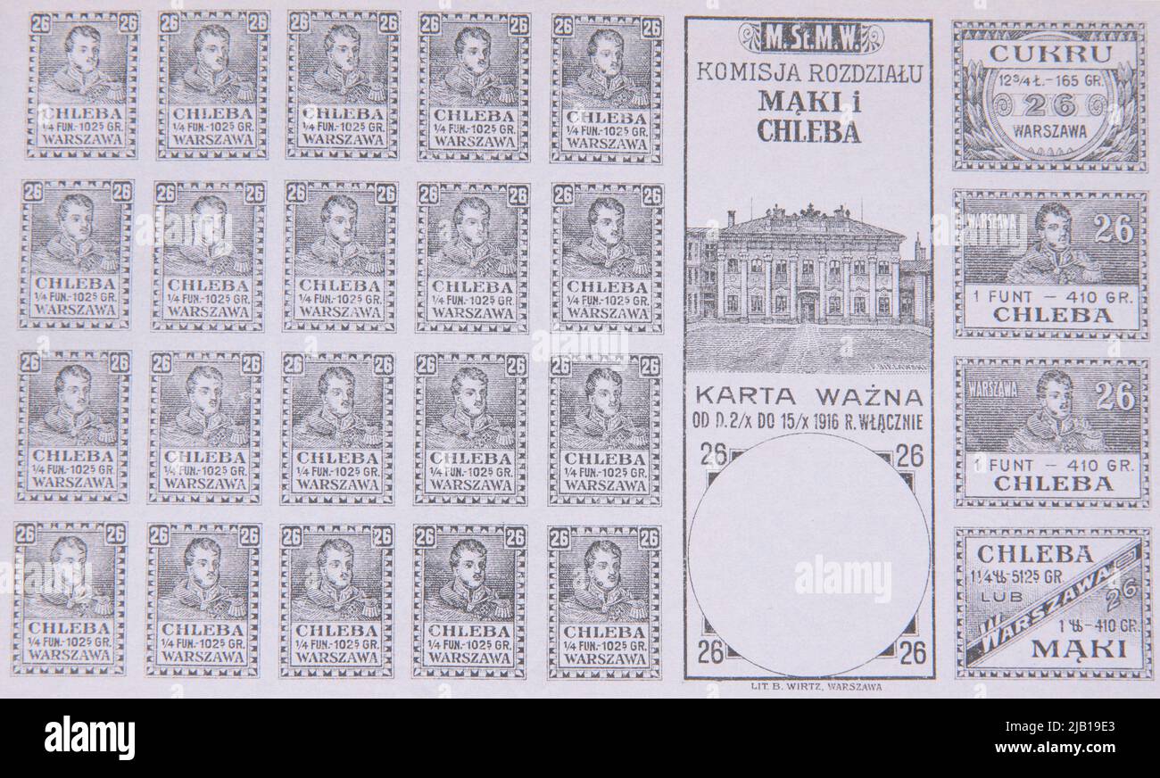 Food card on heather paper for bread, flour and sugar (24 coupons Stock ...