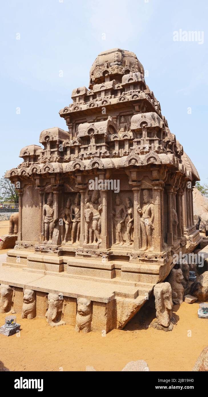 View of Arjuna Ratha, at Panch Rathas, Mahabalipuram , Tamilnadu, India ...