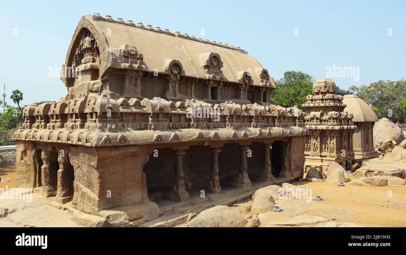 View of Bhima Chariot at Five Rathas, Mahabalipuram, Tamilnadu, India ...