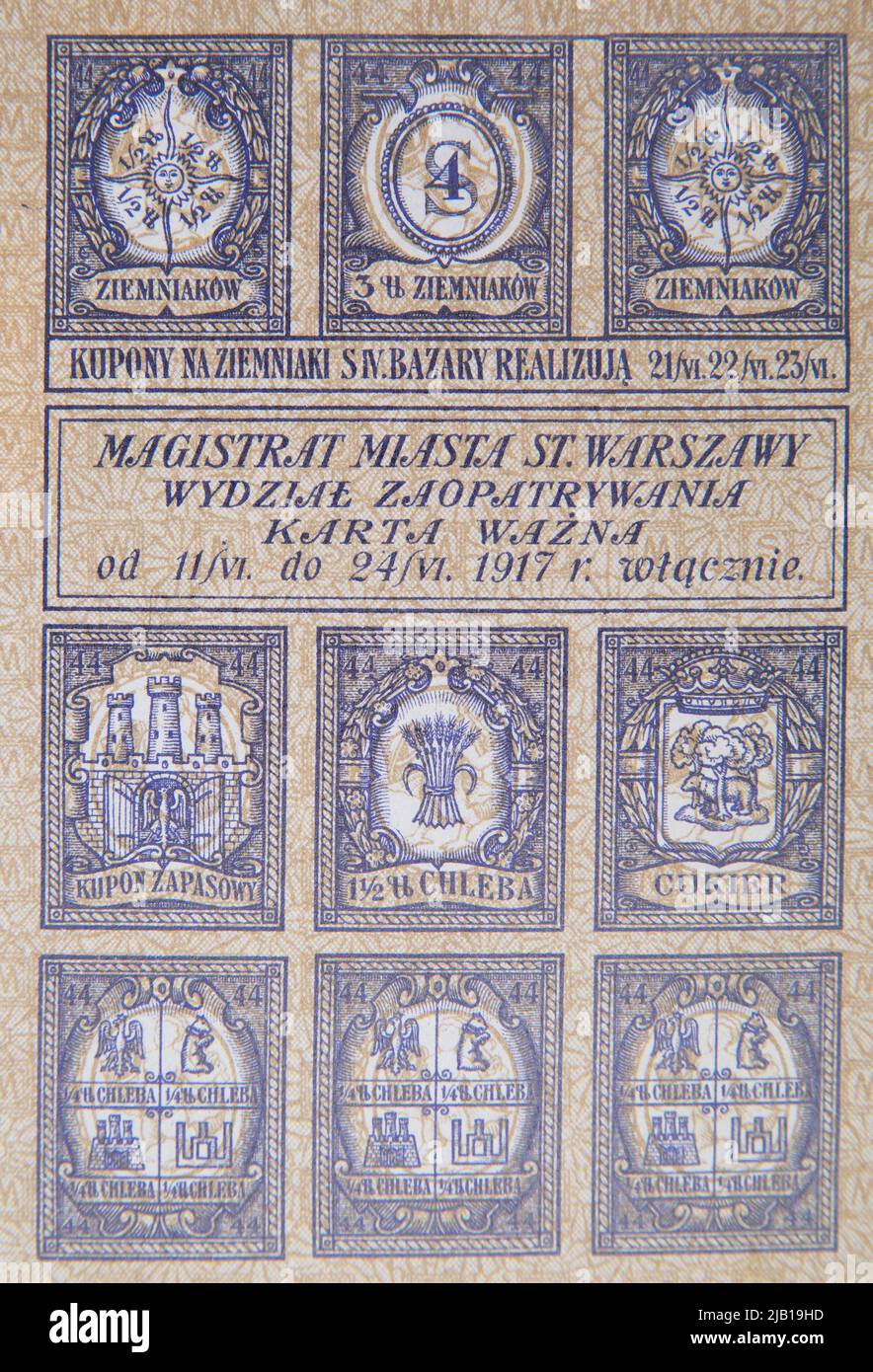 Beige purple food card for bread, sugar, potatoes (9 coupons Stock ...