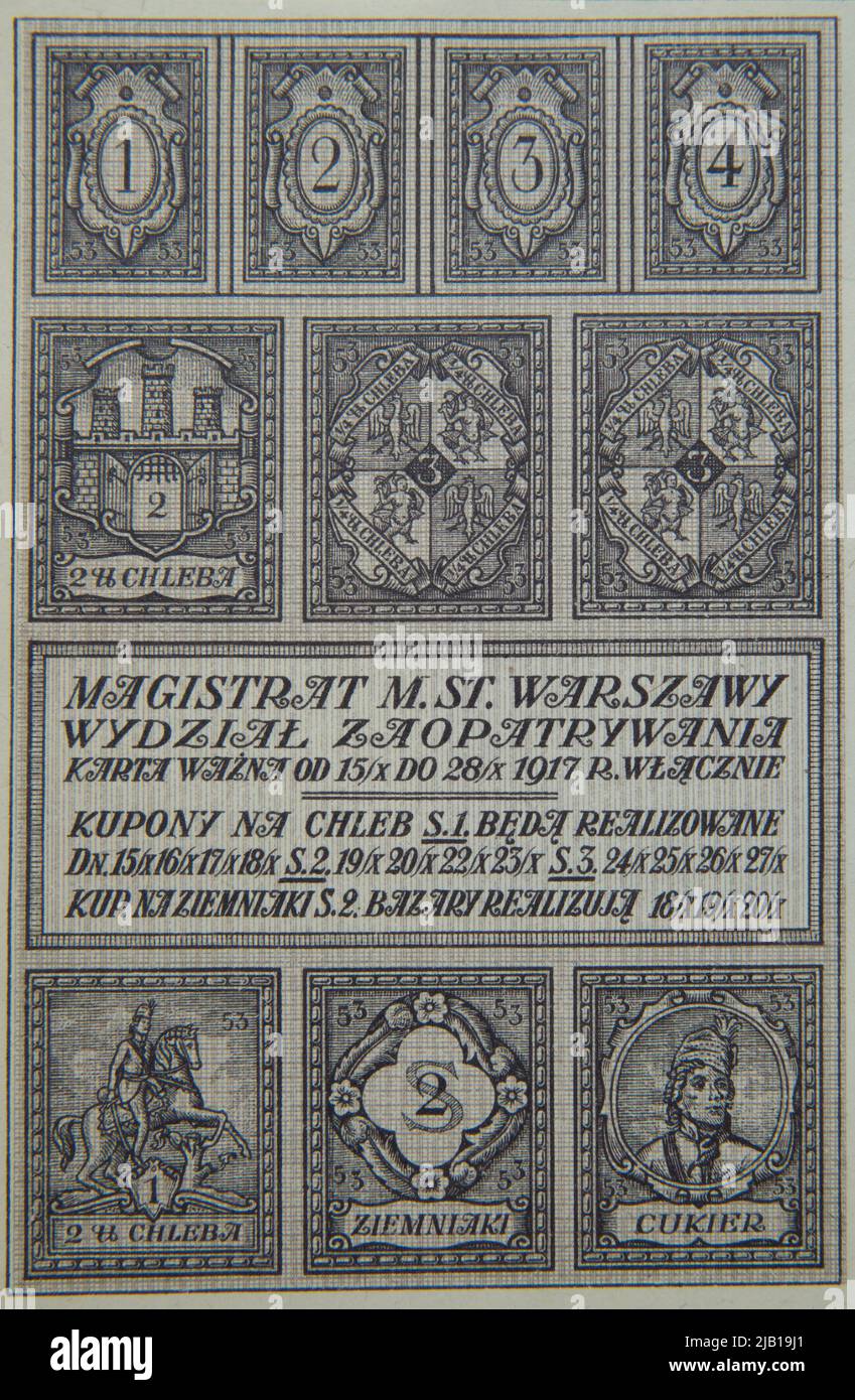 Food card in brown tones for bread, sugar, potatoes (10 coupons Stock ...