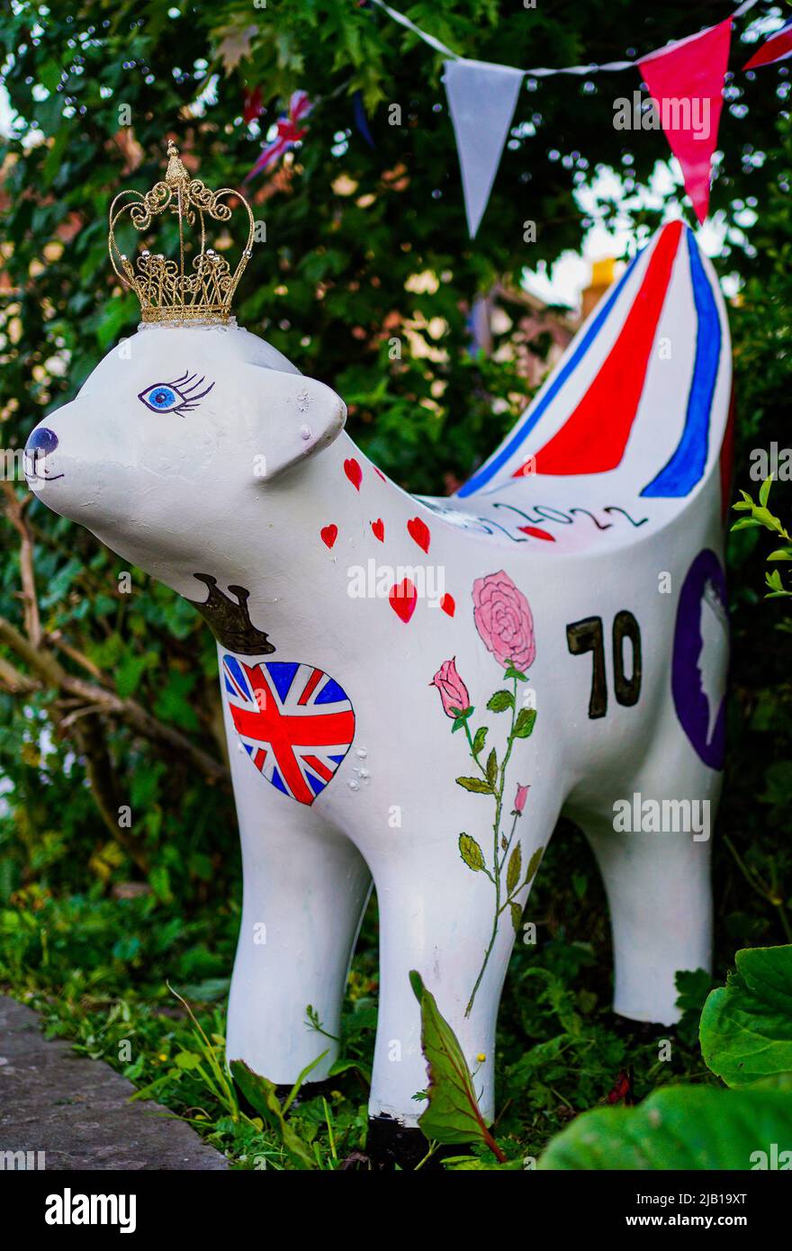 A miniature Super-Lamb banana decorated for the Queen's 70th Jubilee ...