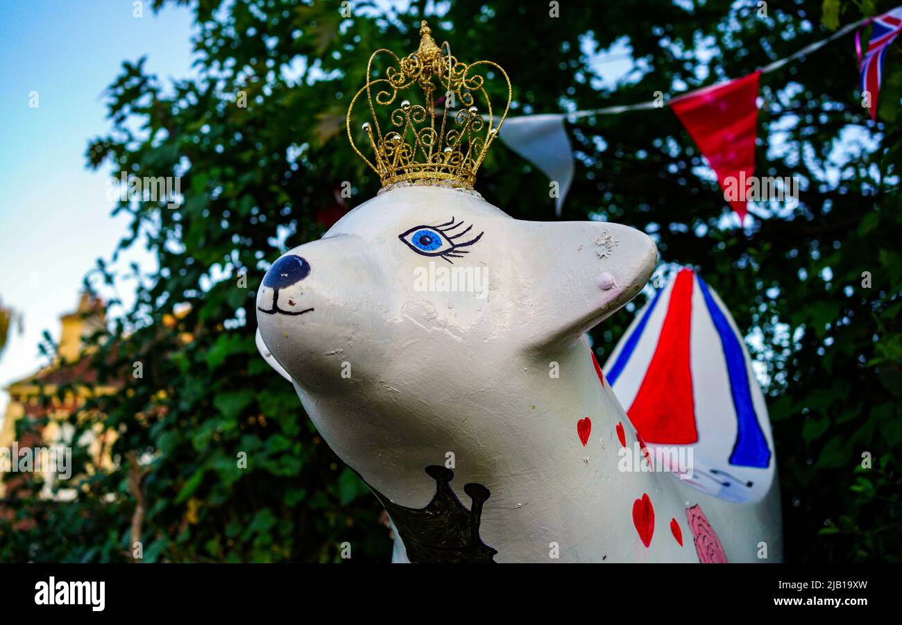 A miniature Super-Lamb banana decorated for the Queen's 70th Jubilee ...