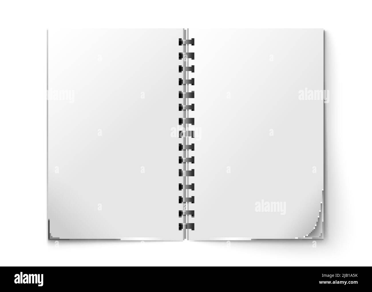 Realistic white blank open notepad isolated on white background vector ...