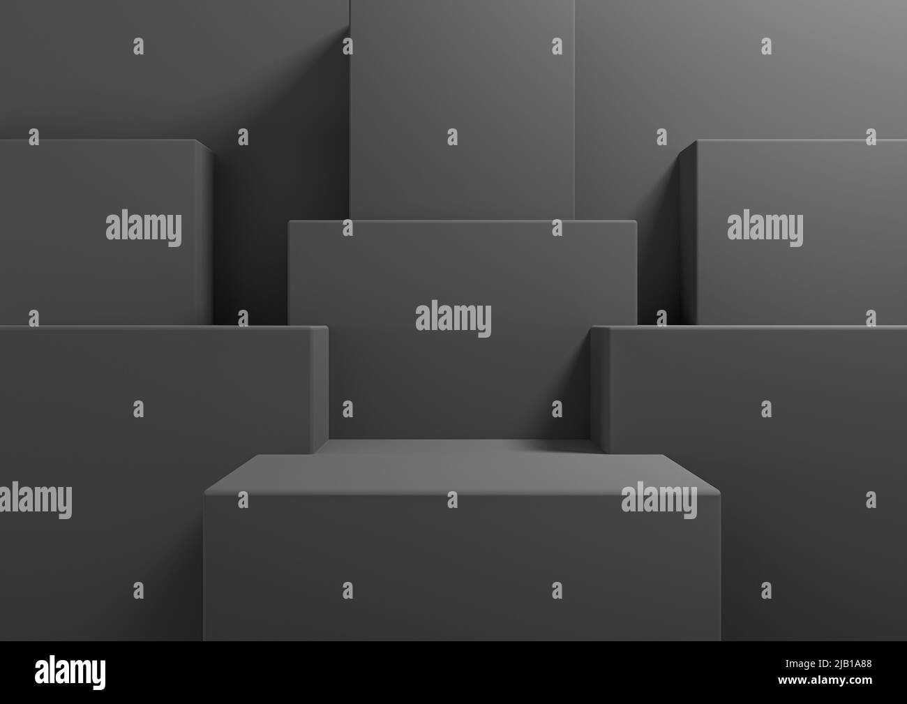 Dark graphite gray, black and white 3D rendering simple, minimal background for product display ...