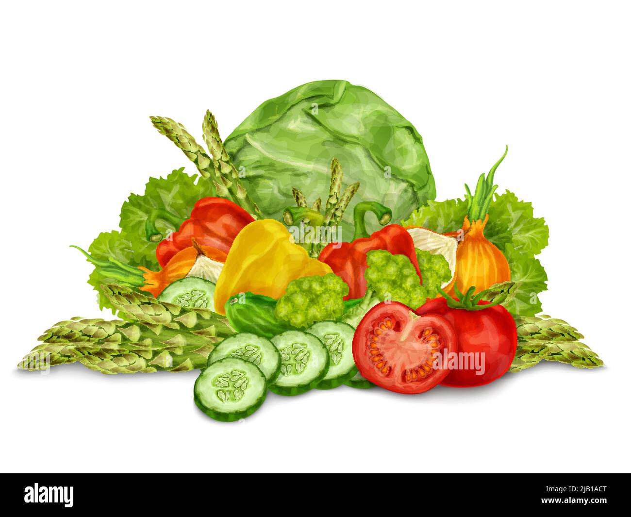 Vegetable organic food mix still life isolated on white background ...