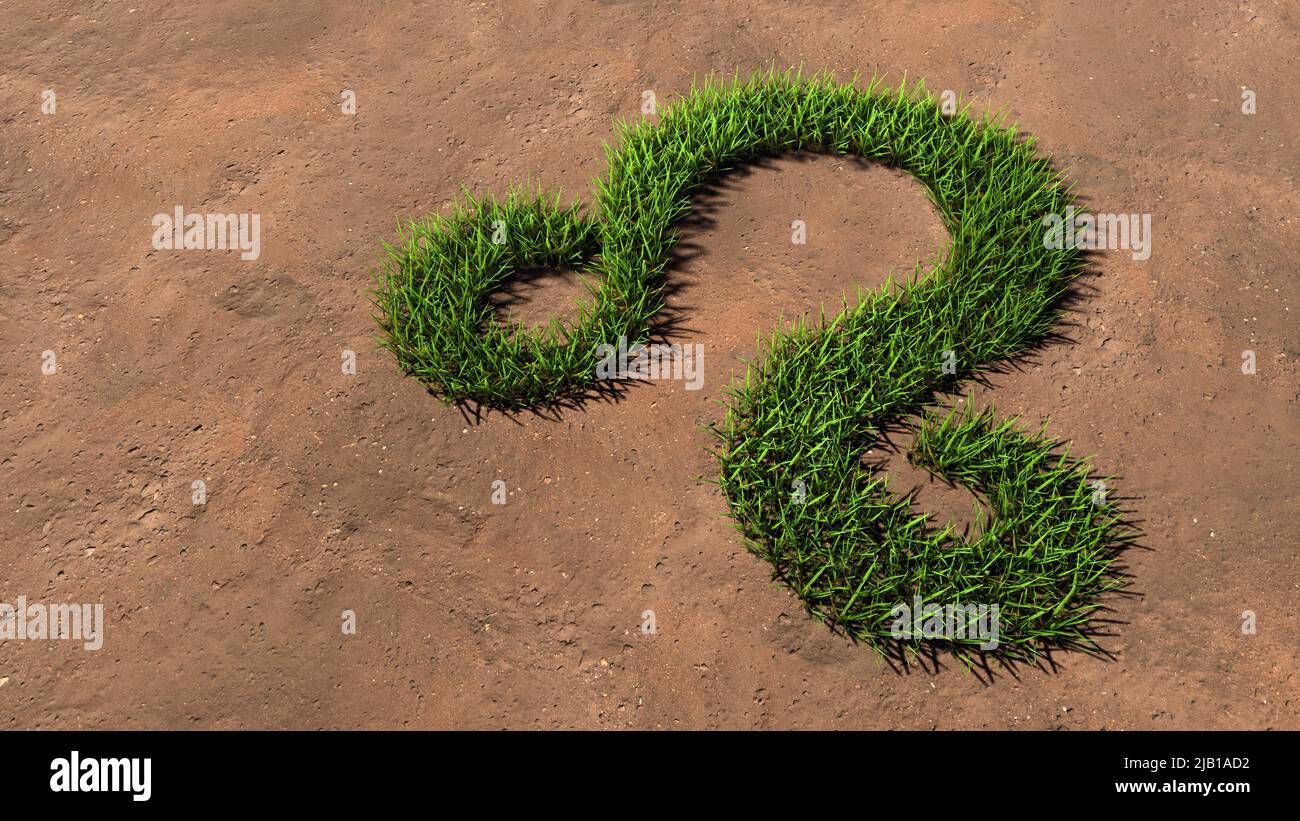 Concept conceptual green summer lawn grass symbol shape on brown soil ...