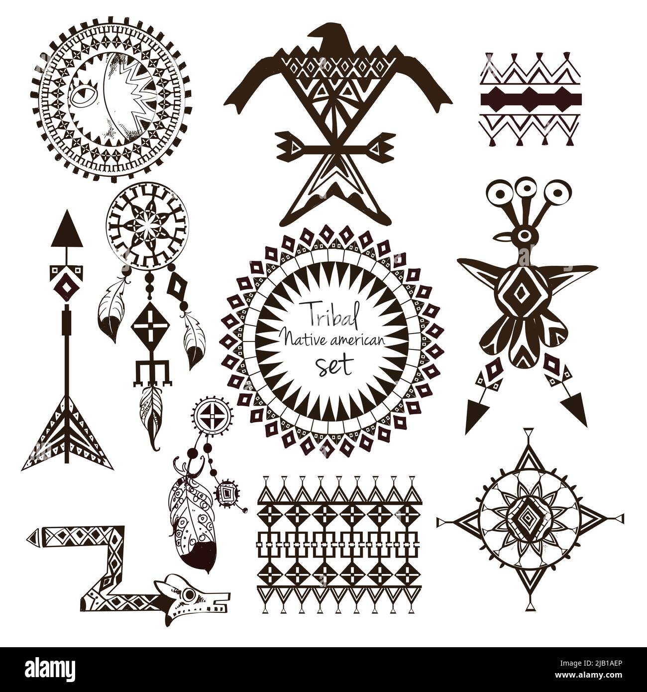 Tribal native american indian tribes ornamental black and white ...