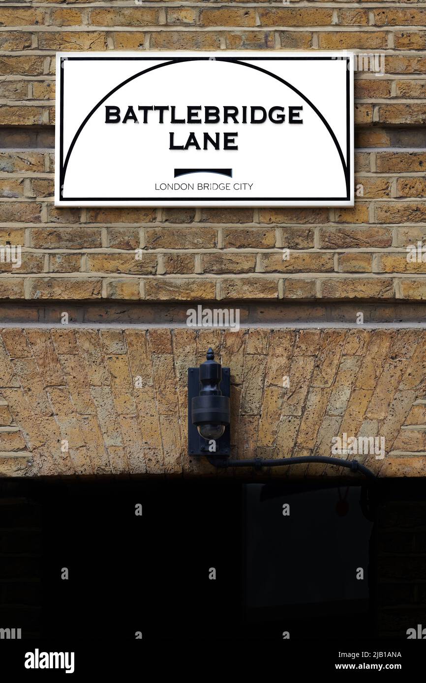Street sign for Battlebridge Lane, London, SE1 England Stock Photo - Alamy