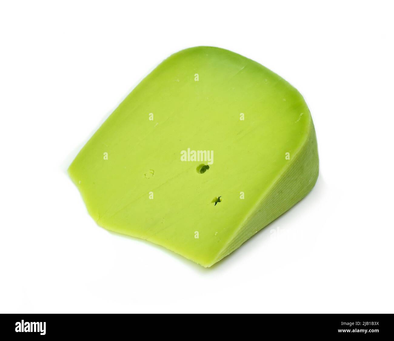 Block of hard cheese with wasabi flavor isolated on white background ...