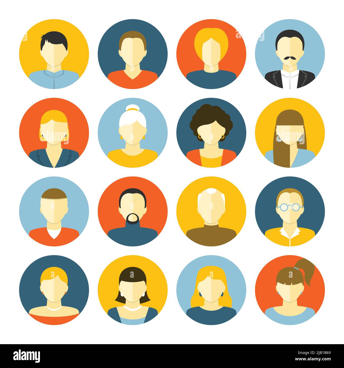 People of different generations avatars portraits icons set isolated ...