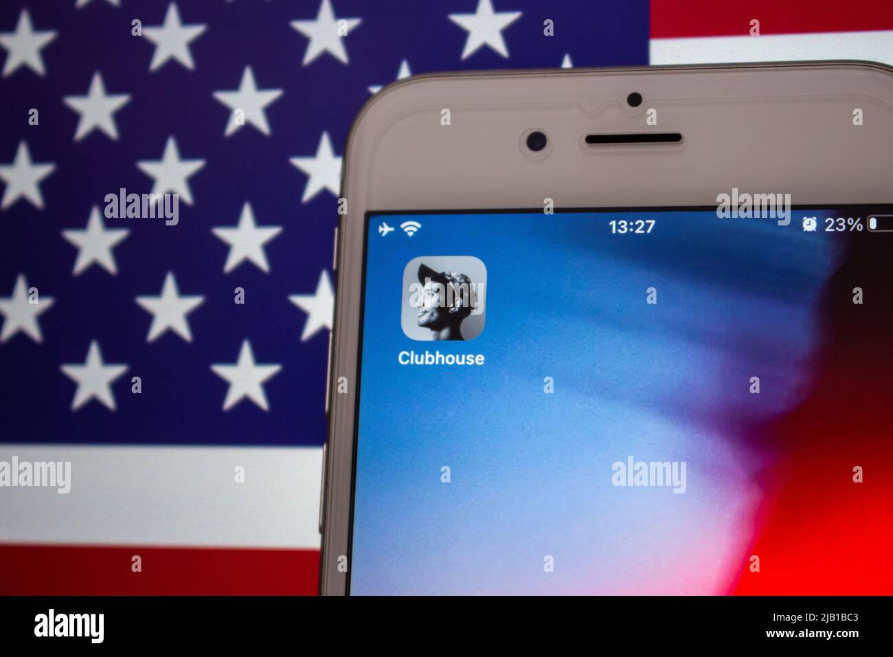 Kumamoto, JAPAN - Feb 15 2021 : Concept image Clubhouse app on iPhone ...