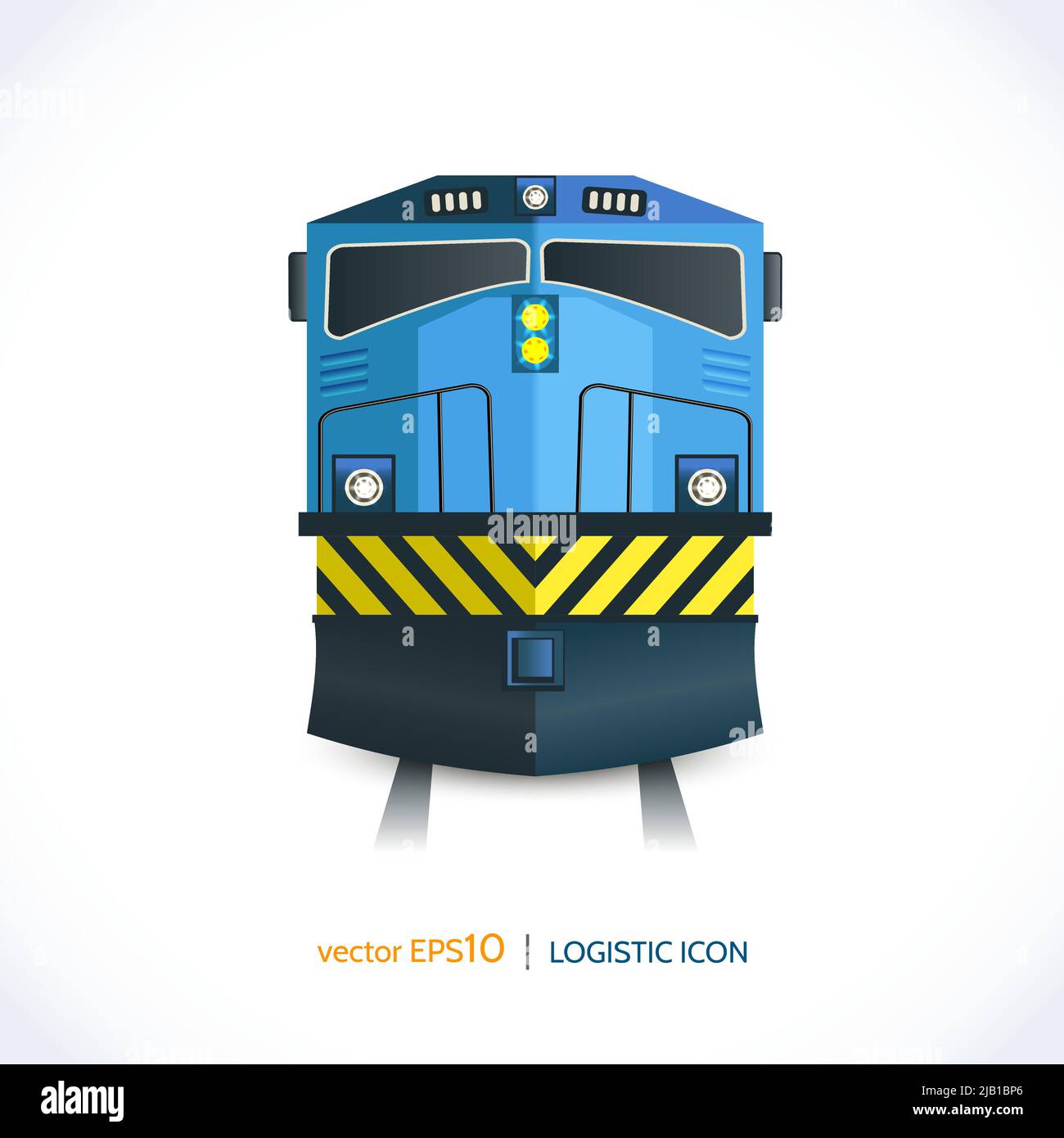 Logistic shipping realistic train front icon isolated on white vector ...