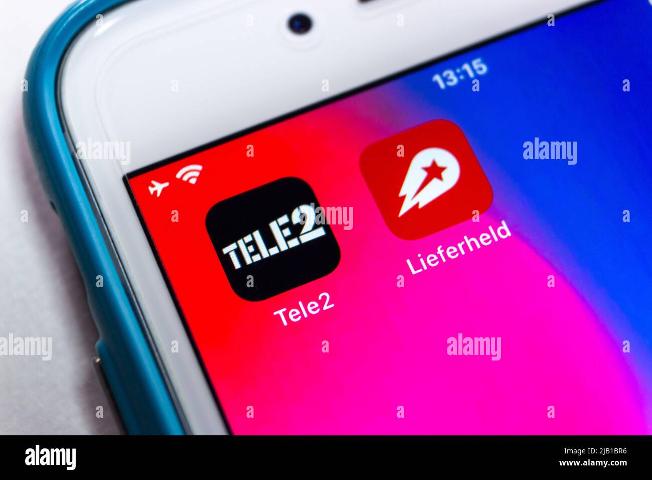 Kumamoto, JAPAN - Mar 18 2021 : Concept image Tele2 and Delivery Hero ...