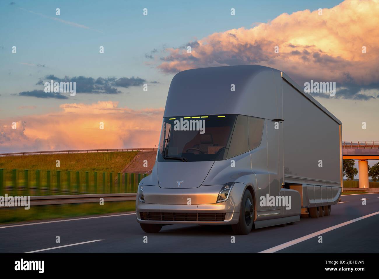 Electric tractor trailer truck hi-res stock photography and images - Alamy