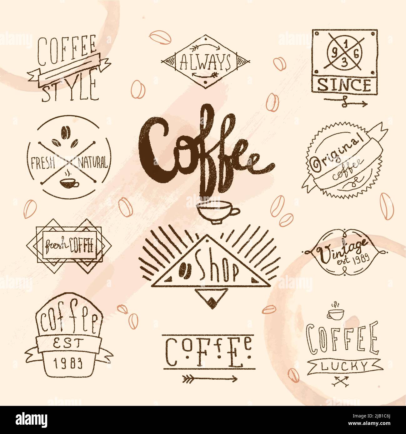 Vintage retro coffee calligraphic stamp for cafe restaurant menu design ...