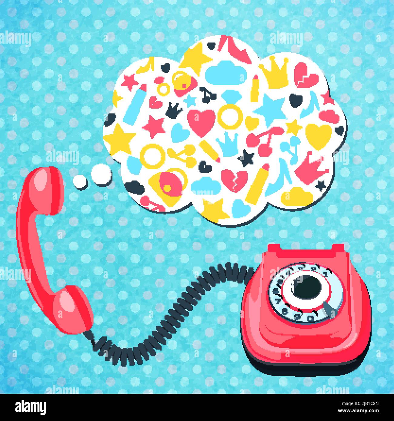 Old retro wire telephone with chat speech bubble communication concept ...