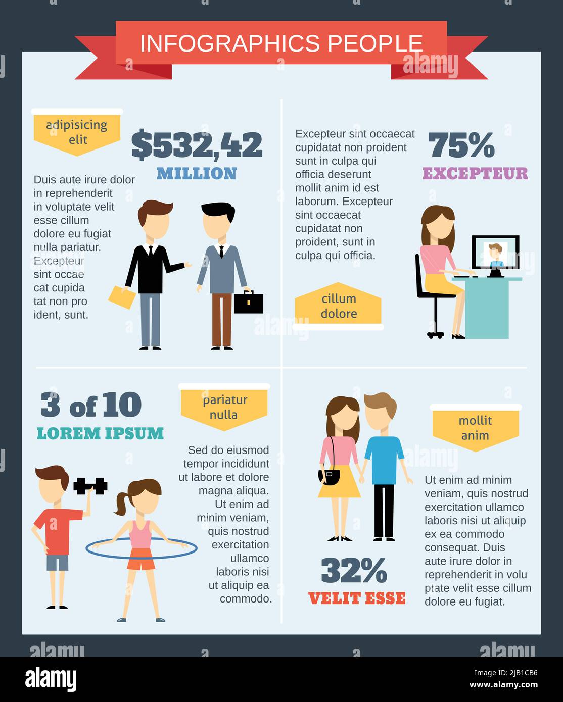 People infographic set with business and demographic elements vector ...