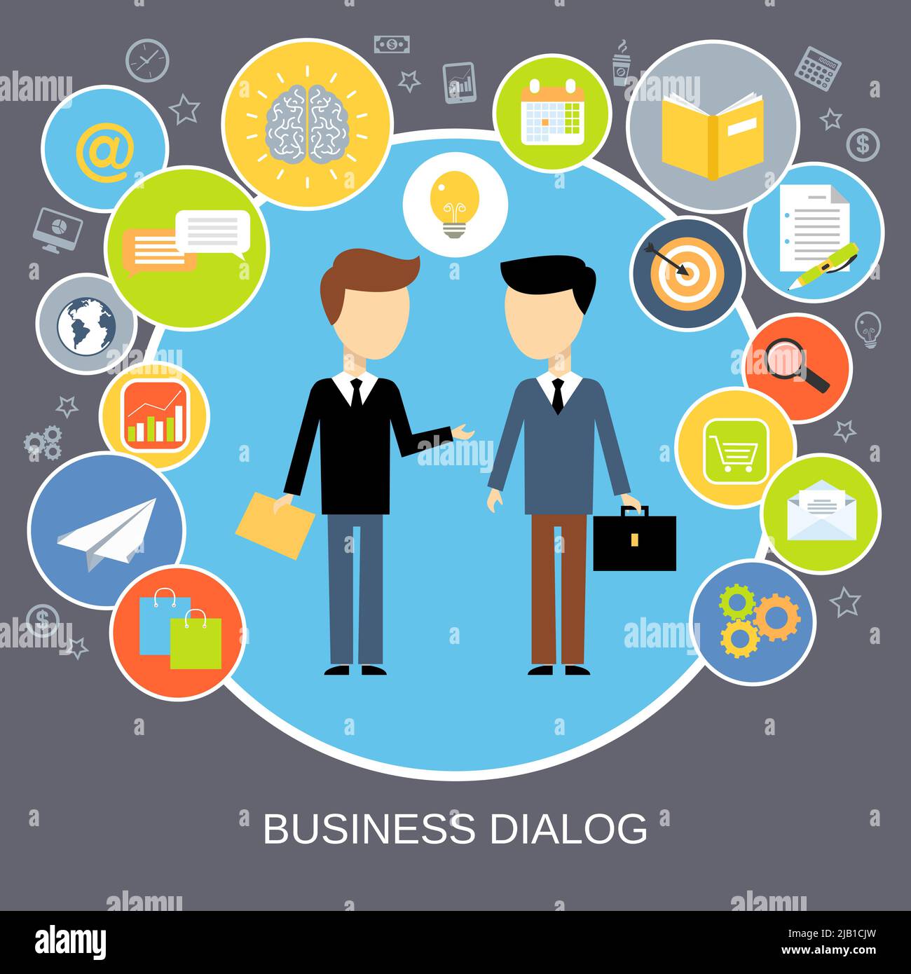 Business dialog concept with people chatting and sharing ideas vector ...