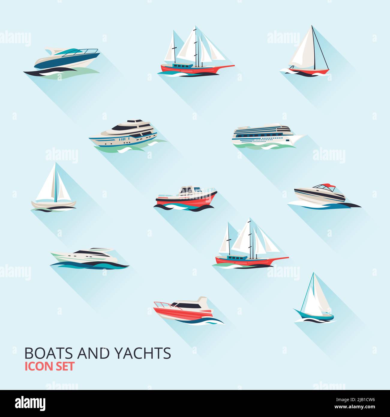 Water jet speed motor boats and yacht navigation sport template flat ...