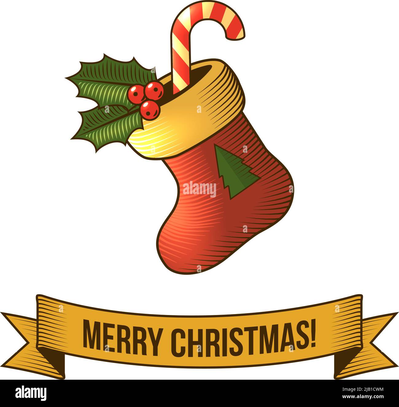 Merry christmas new year holiday deer icon with ribbon vector ...