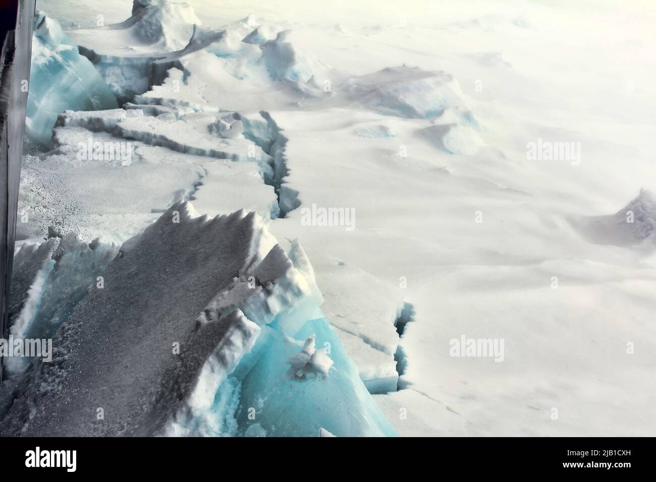 A nuclear icebreaker breaks thick layered multi-year ice on its way to ...