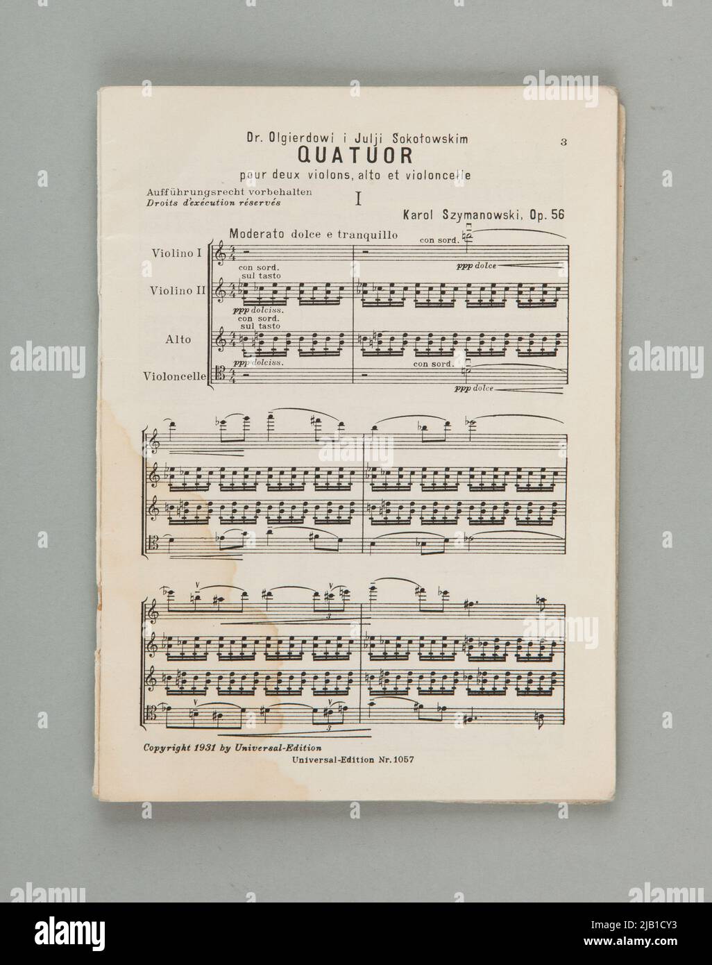 The String Quartet Score op. 56 Karol Szymanowski Szymanowski, Karol (1882 1937 Stock Photo - Alamy