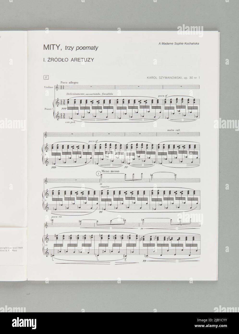 Notes myths op. 30 Karol Szymanowski 3 poems on the violin and piano ...