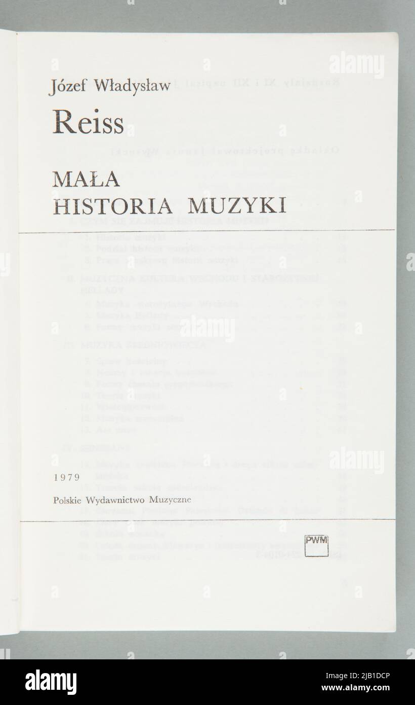 Book A small history of music Reiss, Józef Władysław Stock Photo - Alamy
