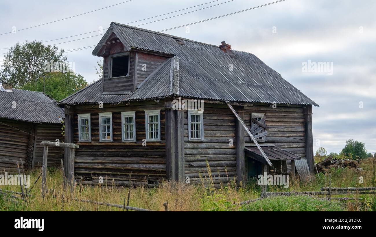 Wooden architecture. Old log houses of the 19th century. Arkhangelsk ...