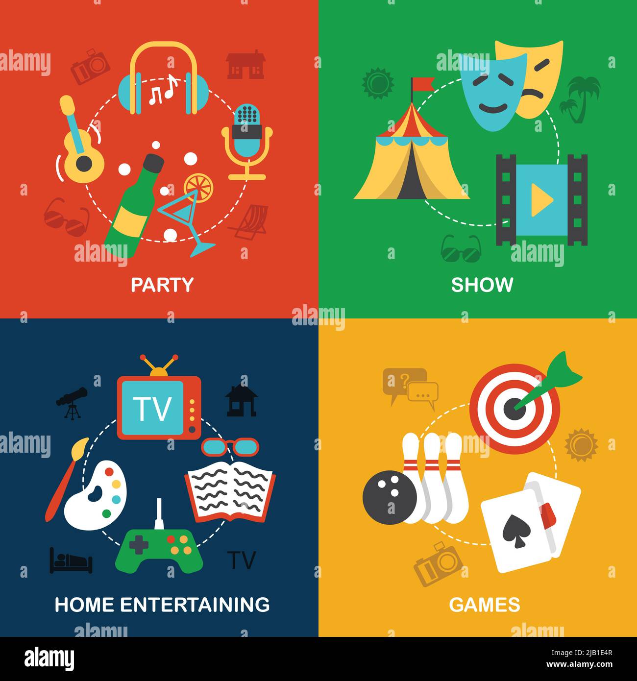 Cinema entertainment elements icons hi-res stock photography and images ...