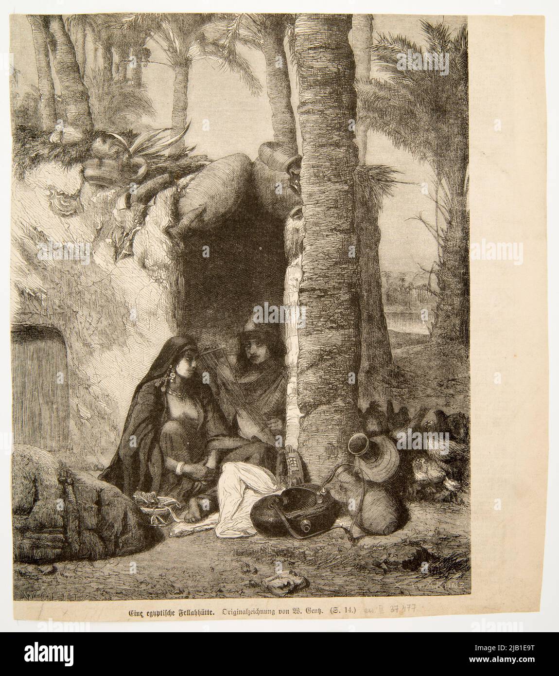 Egyptian Fellah's cottage according to the Wilhelm Gentza drawing. A ...