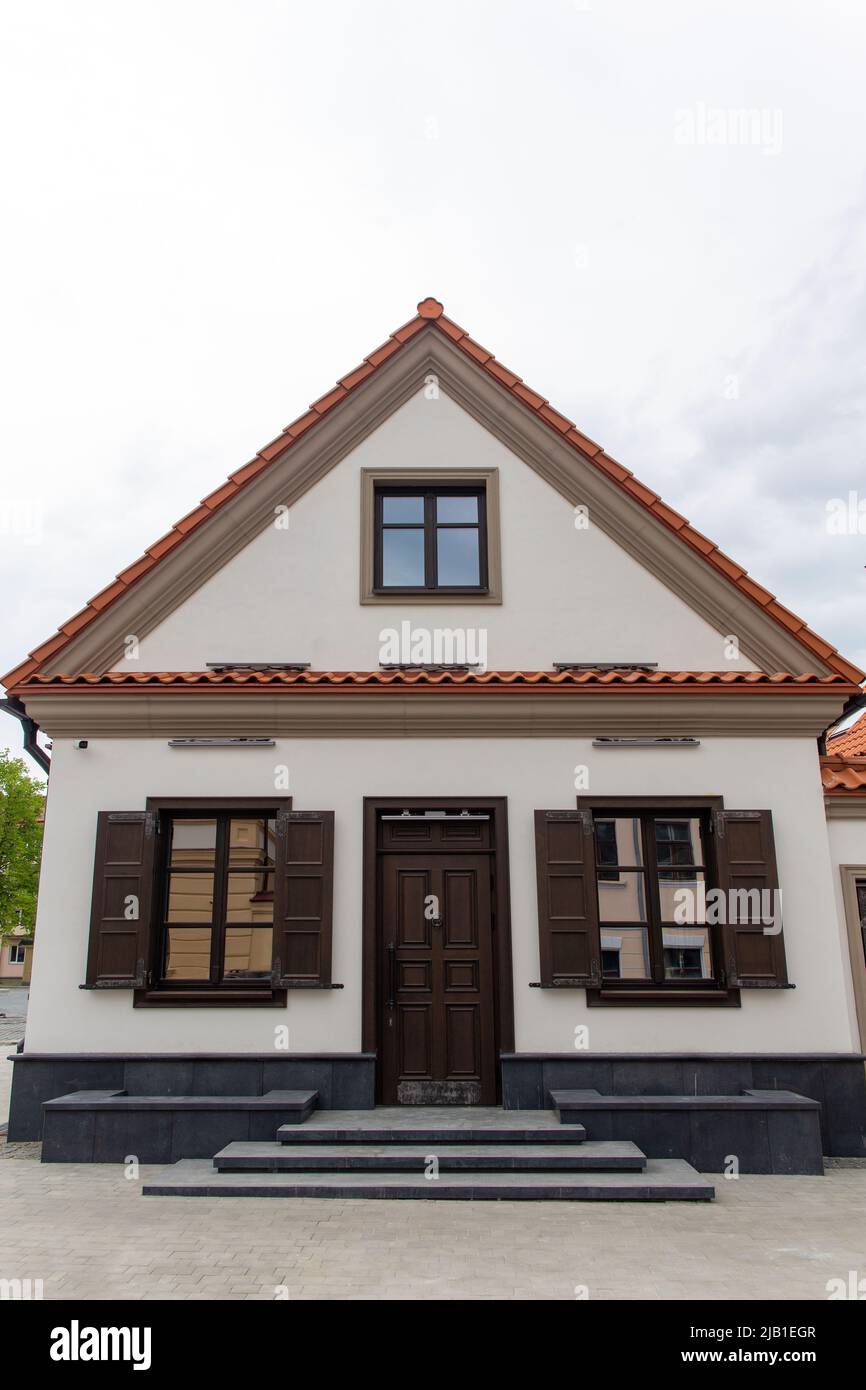 Beautiful houses in retro style in Grodno, Belarus Stock Photo - Alamy