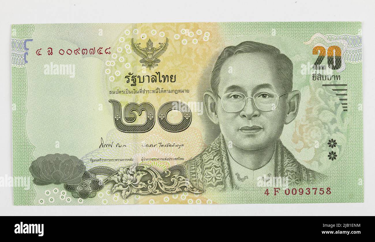Banknote on 20 Baht, Thailand, B.R. (2012 Stock Photo - Alamy