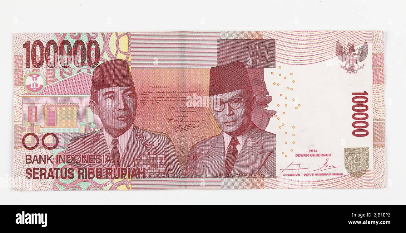 Banknote for 100,000 Rupiah, Indonesia; 2014 Stock Photo - Alamy