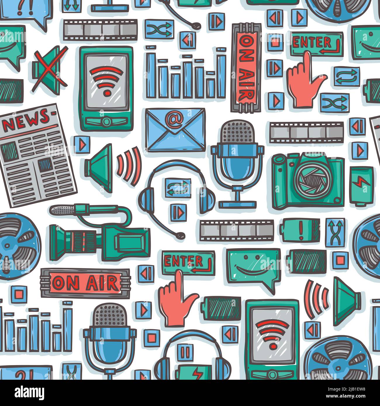 Media network communication technology advertising color sketch ...