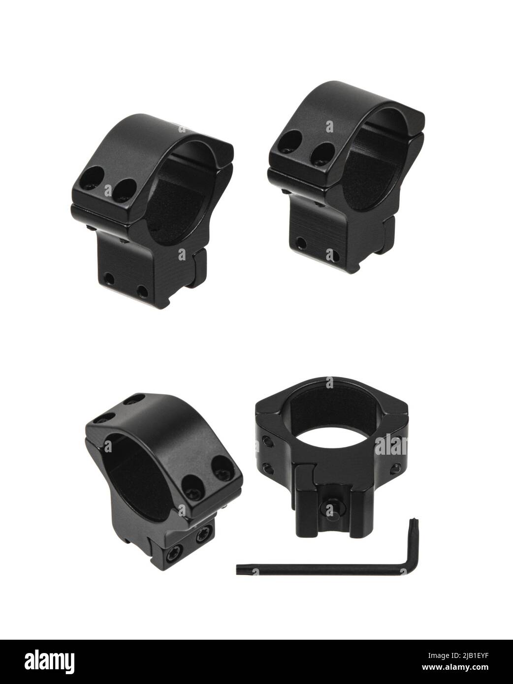 Quick disconnect mount made for holding a scope on a rifle isolated on ...