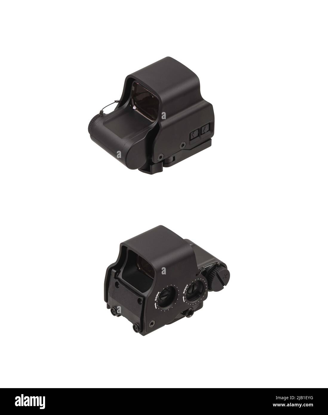 Modern optical collimator sight. Red dot aiming device for shooting at ...