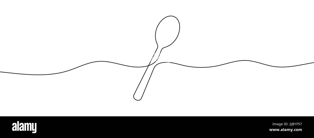 Spoon line background. One continuous line drawing of spoon. Vector ...