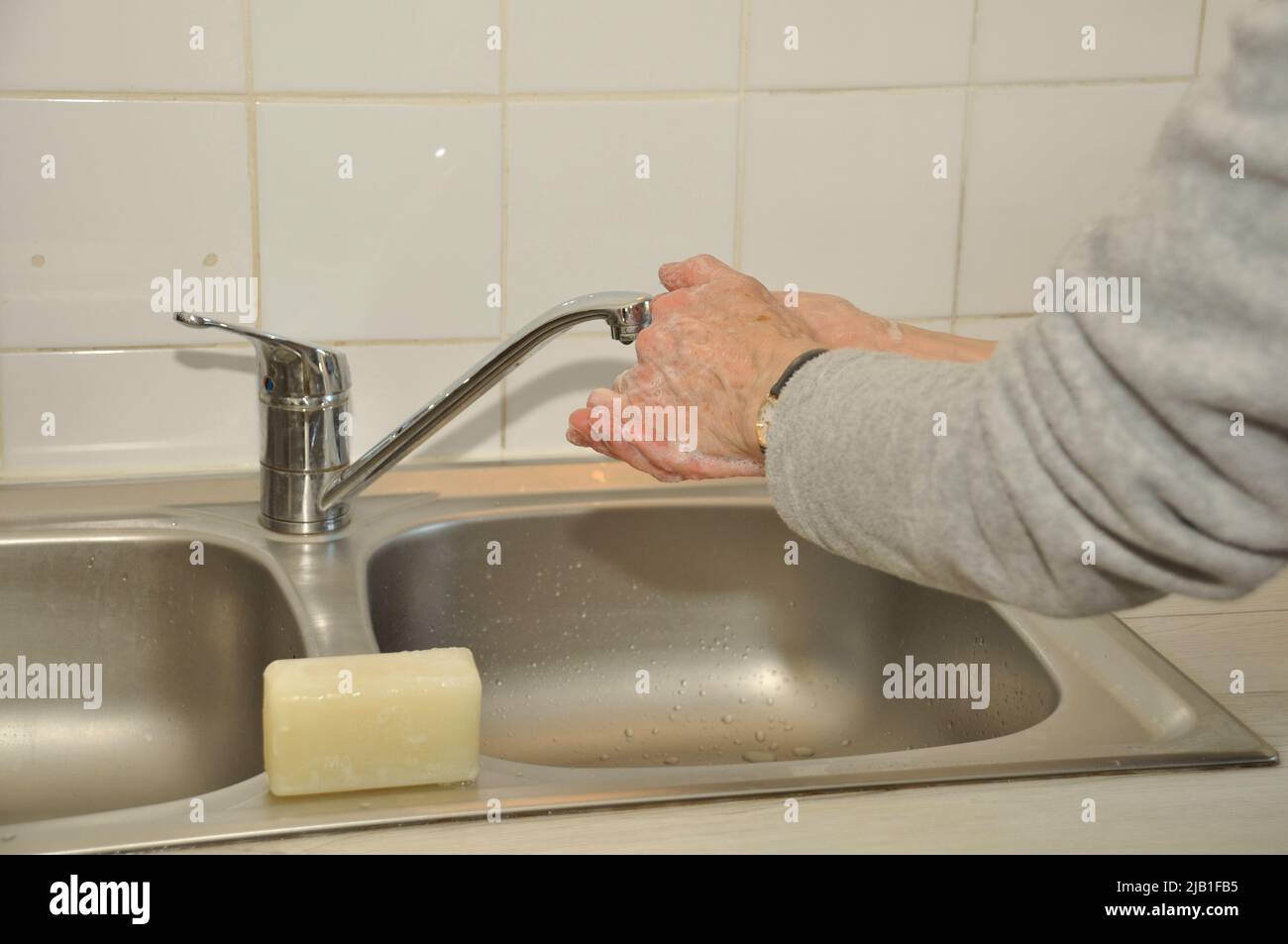 Hand washing with soap Stock Photo - Alamy