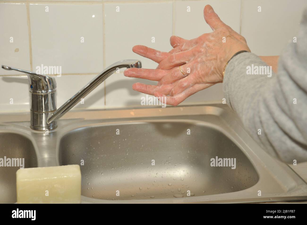 Hand washing with soap Stock Photo - Alamy