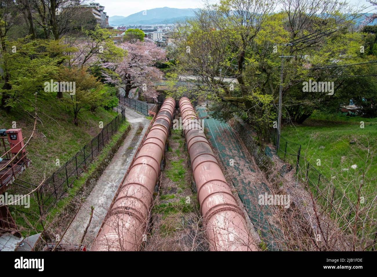 Kyoto, JAPAN - Apr 3 2021 : The water pipe line of the Keage Power ...