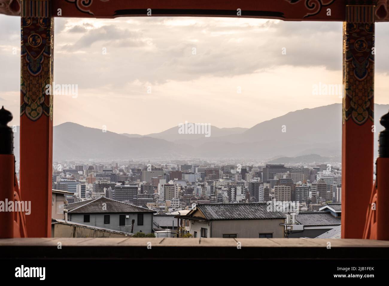 Kyoto cityscape view from the Saimon gate (west gate) at Otowa-san ...