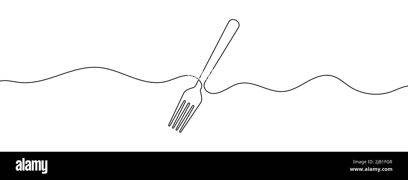 Fork line background. One continuous line drawing of fork. Vector ...