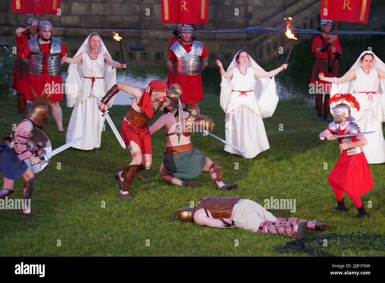 Performers take part in rehearsals for the live outdoor show, Kynren ...