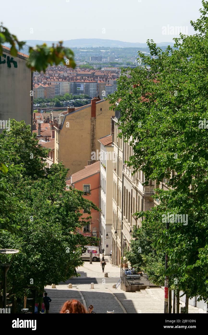 La Grande-Côte, La Croix-Rousse district, Lyon, Rhone, Auvergne Rhone ...